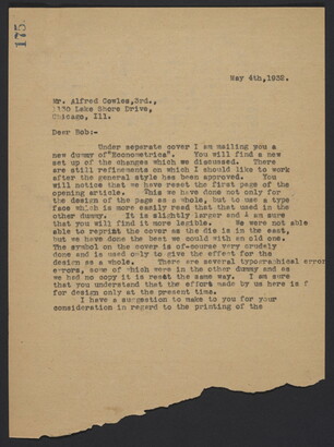 Laura Gilpin, Colorado Springs, Colorado, to Alfred Cowles III. May 4 ...