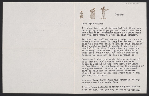 Sallie Lippincott to Laura Gilpin. August 30, 1941. | Amon Carter ...