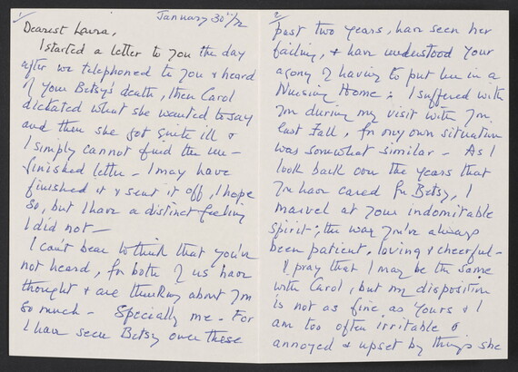 Carol and Seth to Laura Gilpin. January 30, 1972. | Amon Carter Museum ...