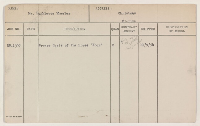 Client Card [Wheeler, Hughlette, Christmas, FL] | Amon Carter Museum of ...