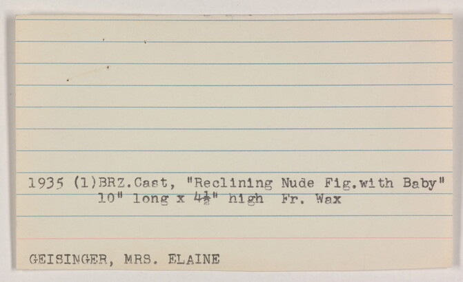 Customer Card [Geisinger, Elaine] | Amon Carter Museum of American Art