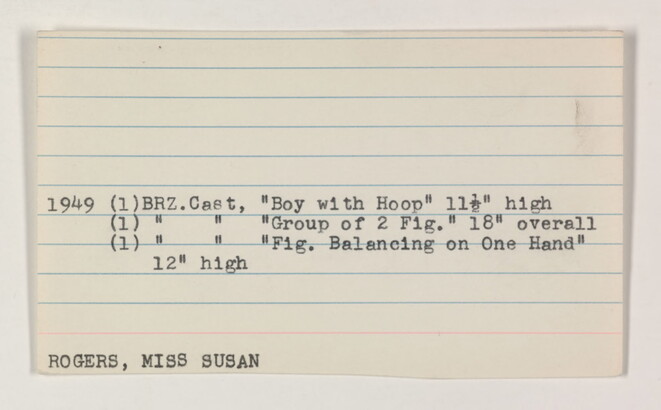 Customer Card [Rogers, Susan] | Amon Carter Museum of American Art