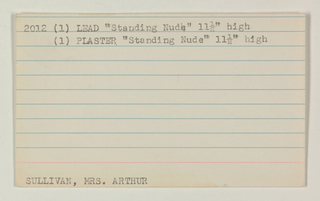 Customer Card [Sullivan, Arthur] | Amon Carter Museum of American Art