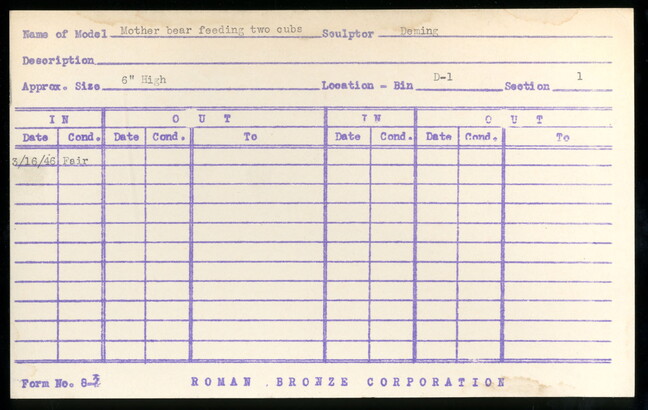 Plaster Model Card [Deming] | Amon Carter Museum of American Art