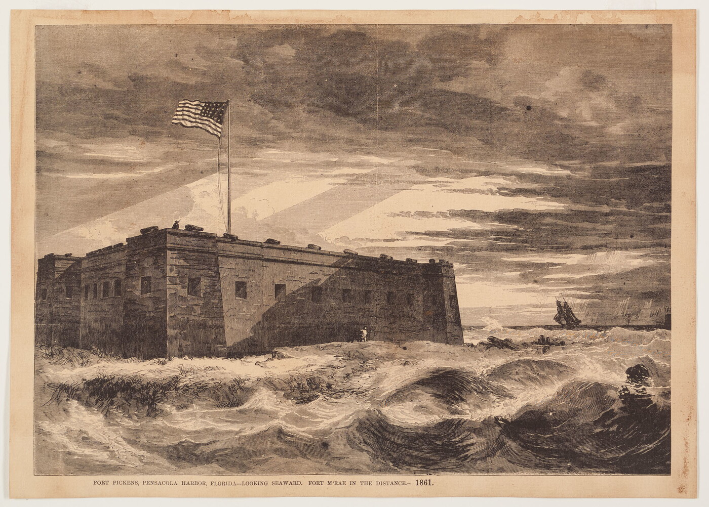 Fort Pickens, Pensacola Harbor, Florida--Looking Seaward. Fort M'Rae in ...