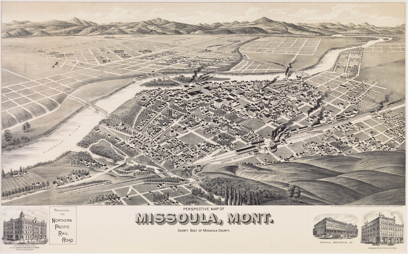 Perspective Map of Missoula, Mont. County Seat of Missoula County ...