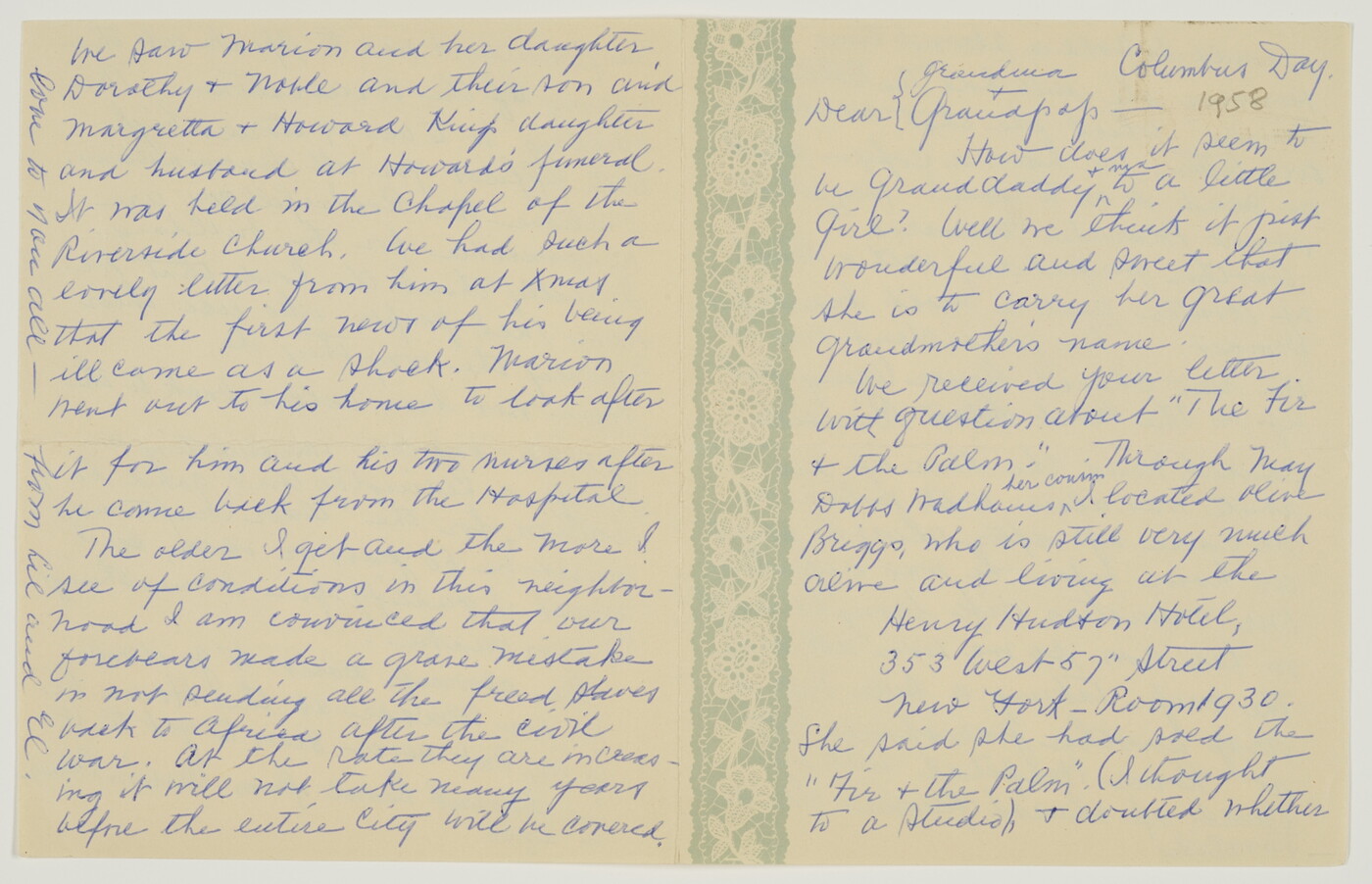 Lilian and Elsa to Grandpap and Grandma. October 13, 1958. | Amon ...