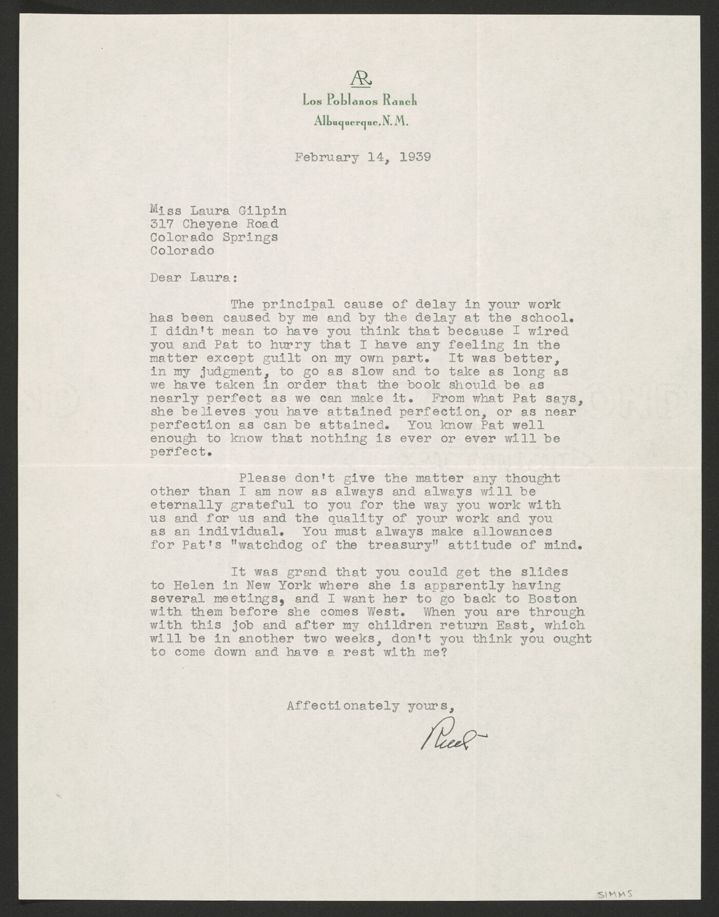 Ruth Simms, Los Poblanos Ranch, Albuquerque, New Mexico, to Laura ...