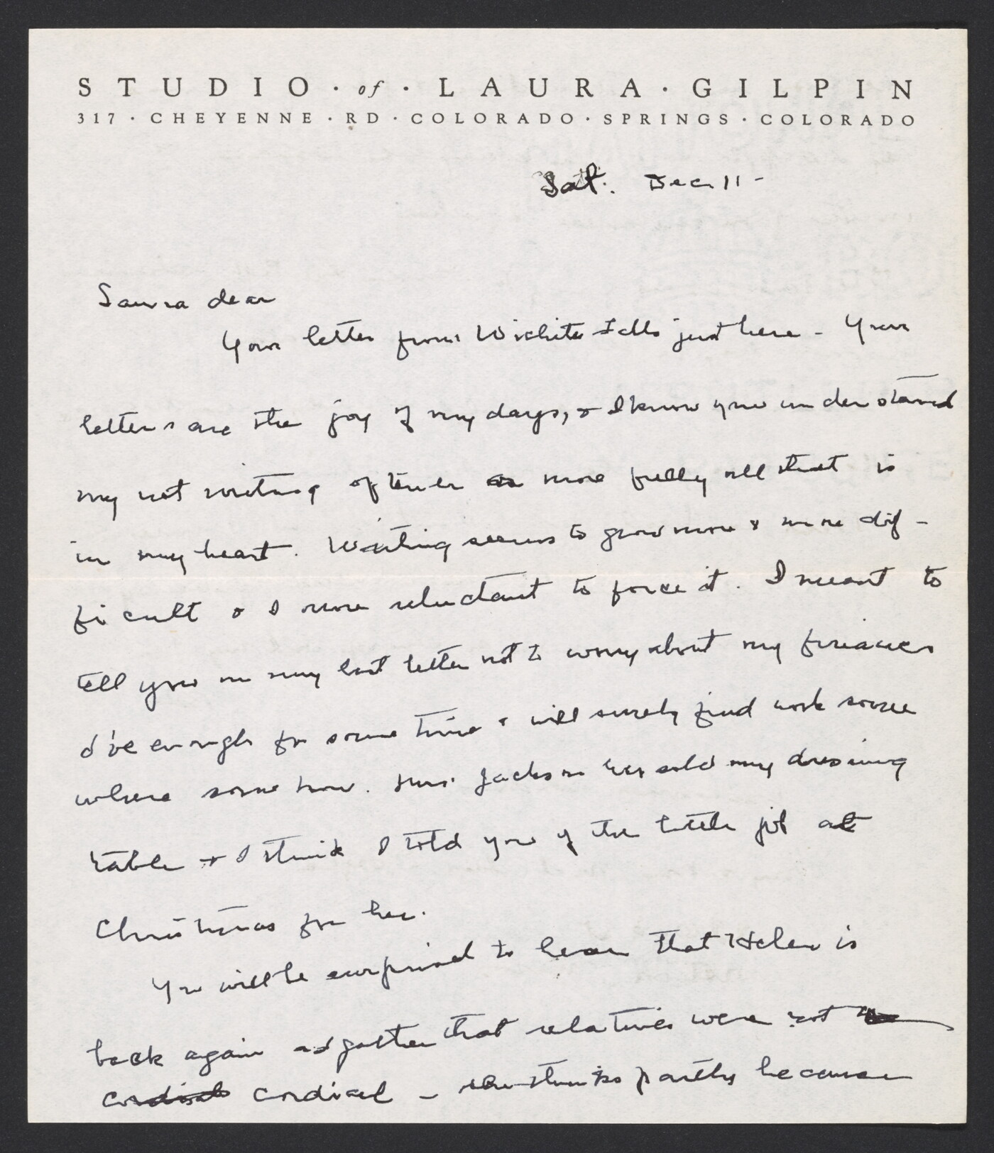 Elizabeth Forster, Colorado Springs, Colorado, to Laura Gilpin ...