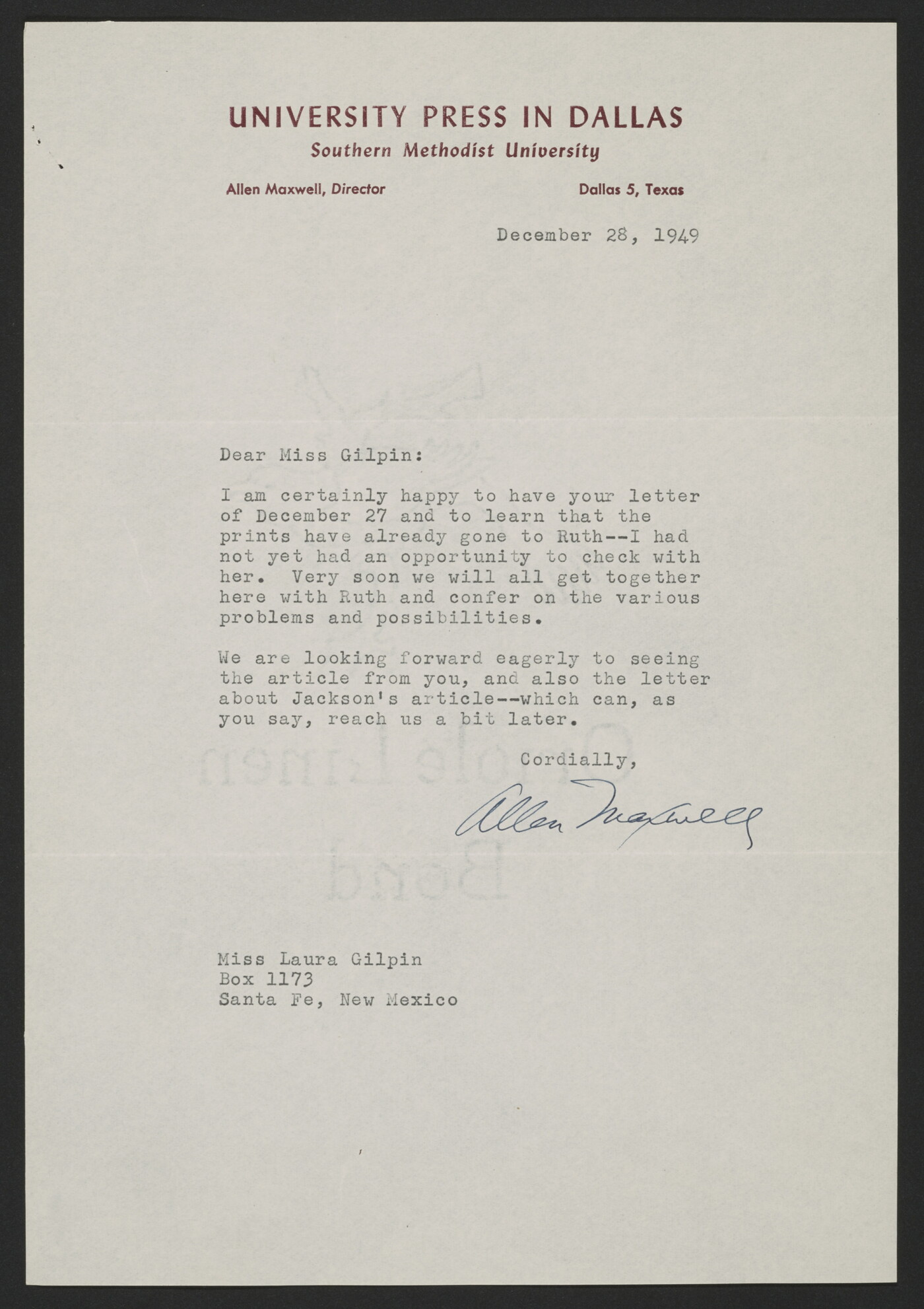 Allen Maxwell, Director, University Press in Dallas, Southern Methodist ...