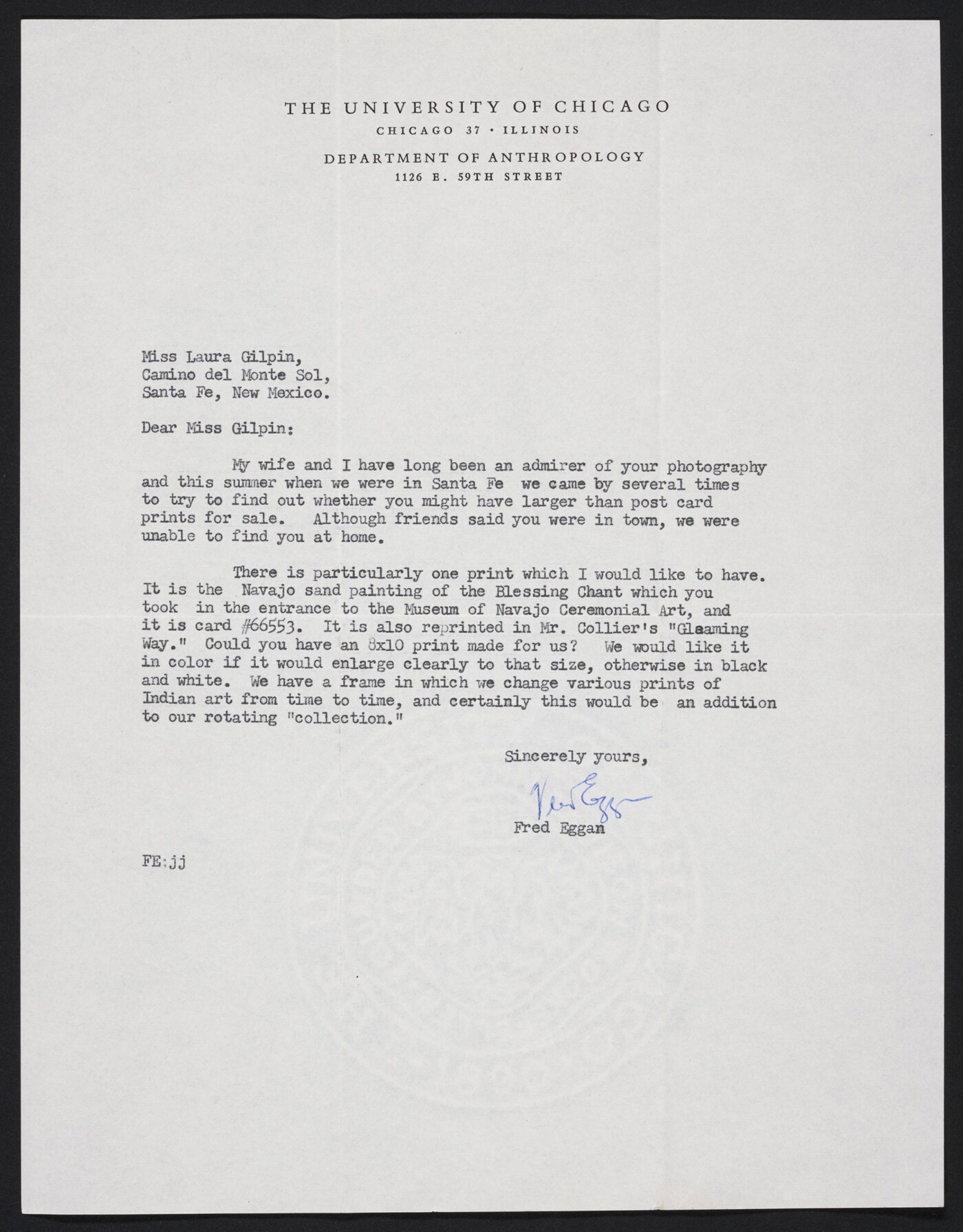Fred Eggan, Department of Anthropology, University of Chicago, Chicago ...