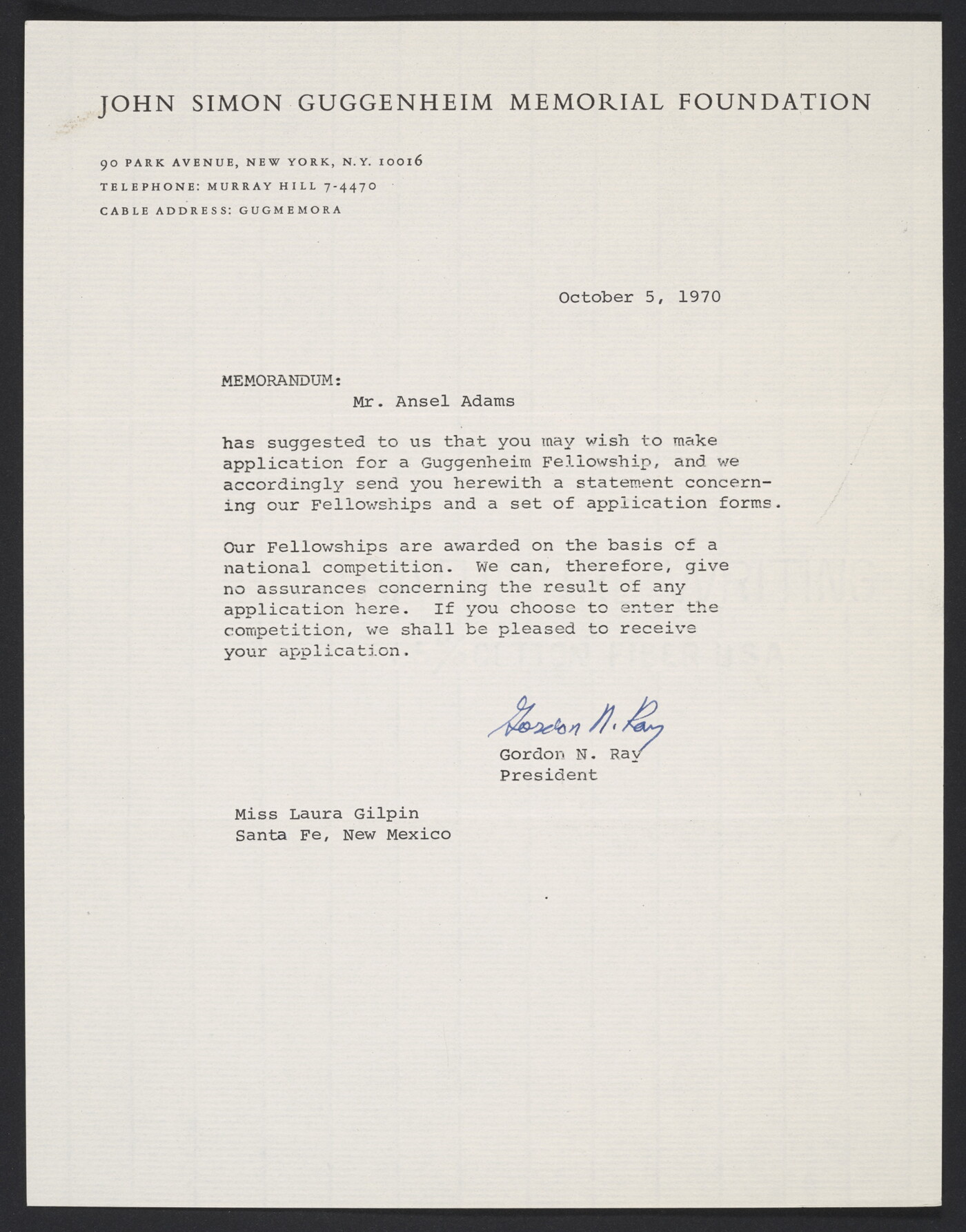 Gordon N. Ray, President, John Simon Guggenheim Foundation, New York ...