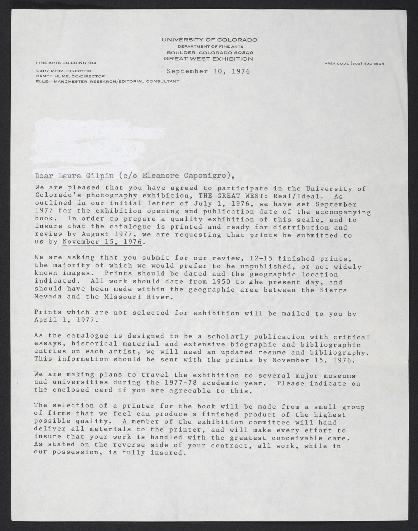 Gary Metz, Director, Sandy Hume, Co-Director, Ellen Manchester ...