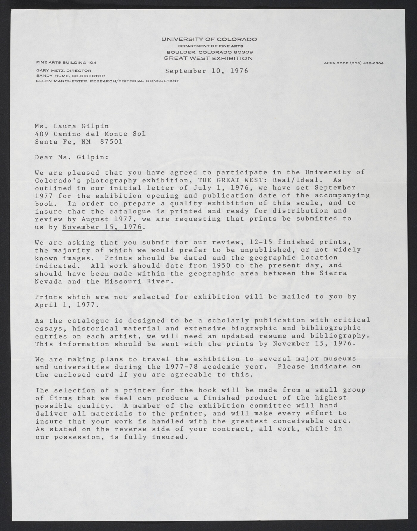 Gary Metz, Director, Sandy Hume, Co-Director, Ellen Manchester ...