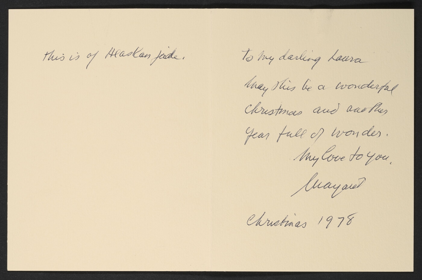 Margaret [Schoonover] to Laura Gilpin. December, 1978. | Amon Carter ...