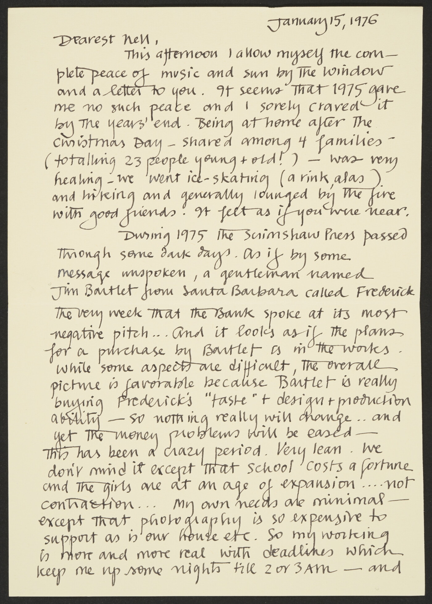 Letter to Nell Dorr. January 15, 1976. | Amon Carter Museum of American Art