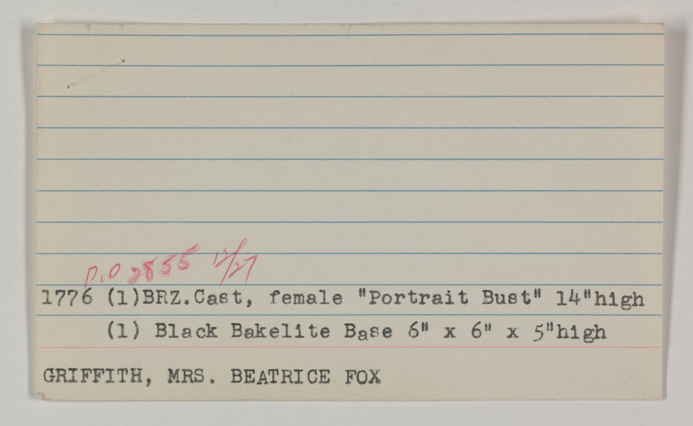 Customer Card [Griffith, Beatrice Fox] | Amon Carter Museum of American Art