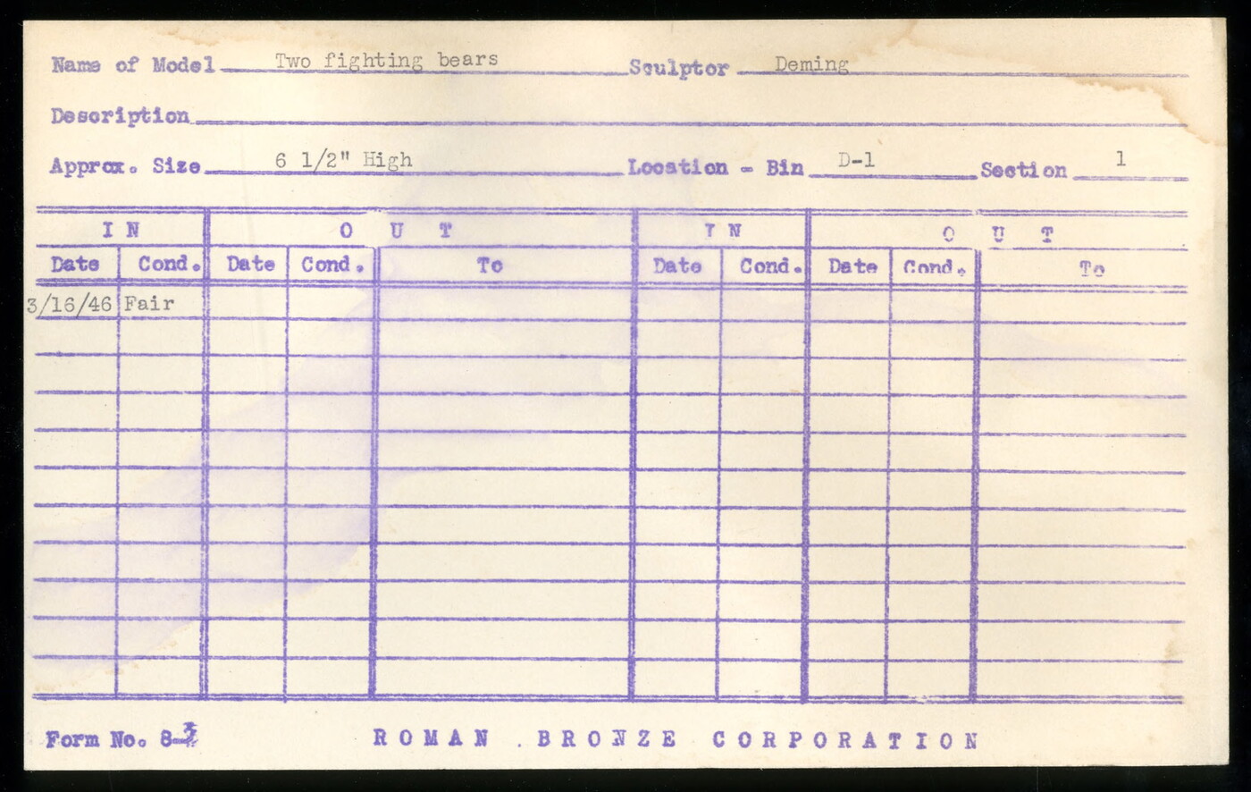 Plaster Model Card [Deming] | Amon Carter Museum of American Art