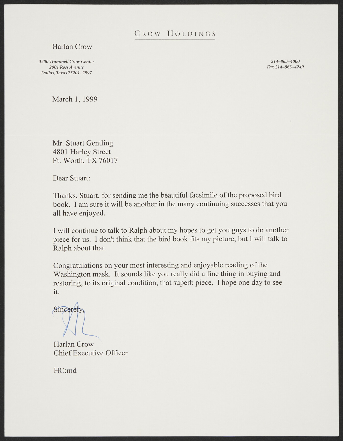 Harlan Crow, Chief Executive Officer, Crow Holdings, Dallas, Texas, to ...