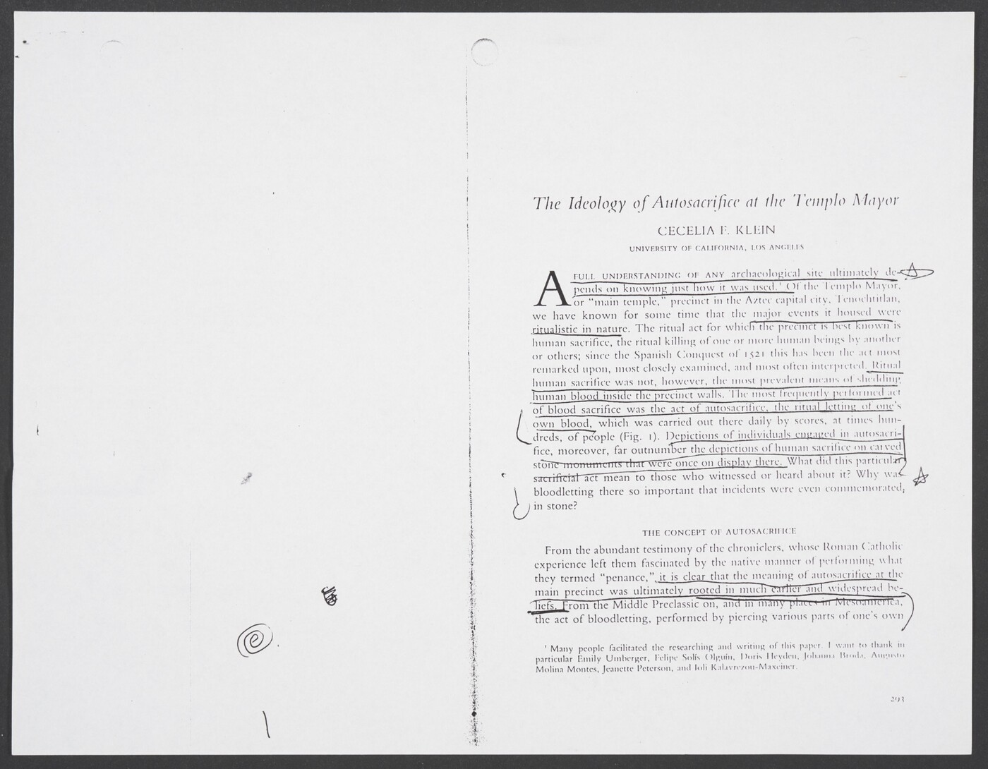 "The Ideology of Autosacrifice at the Templo Mayor" by Cecelia F. Klein ...