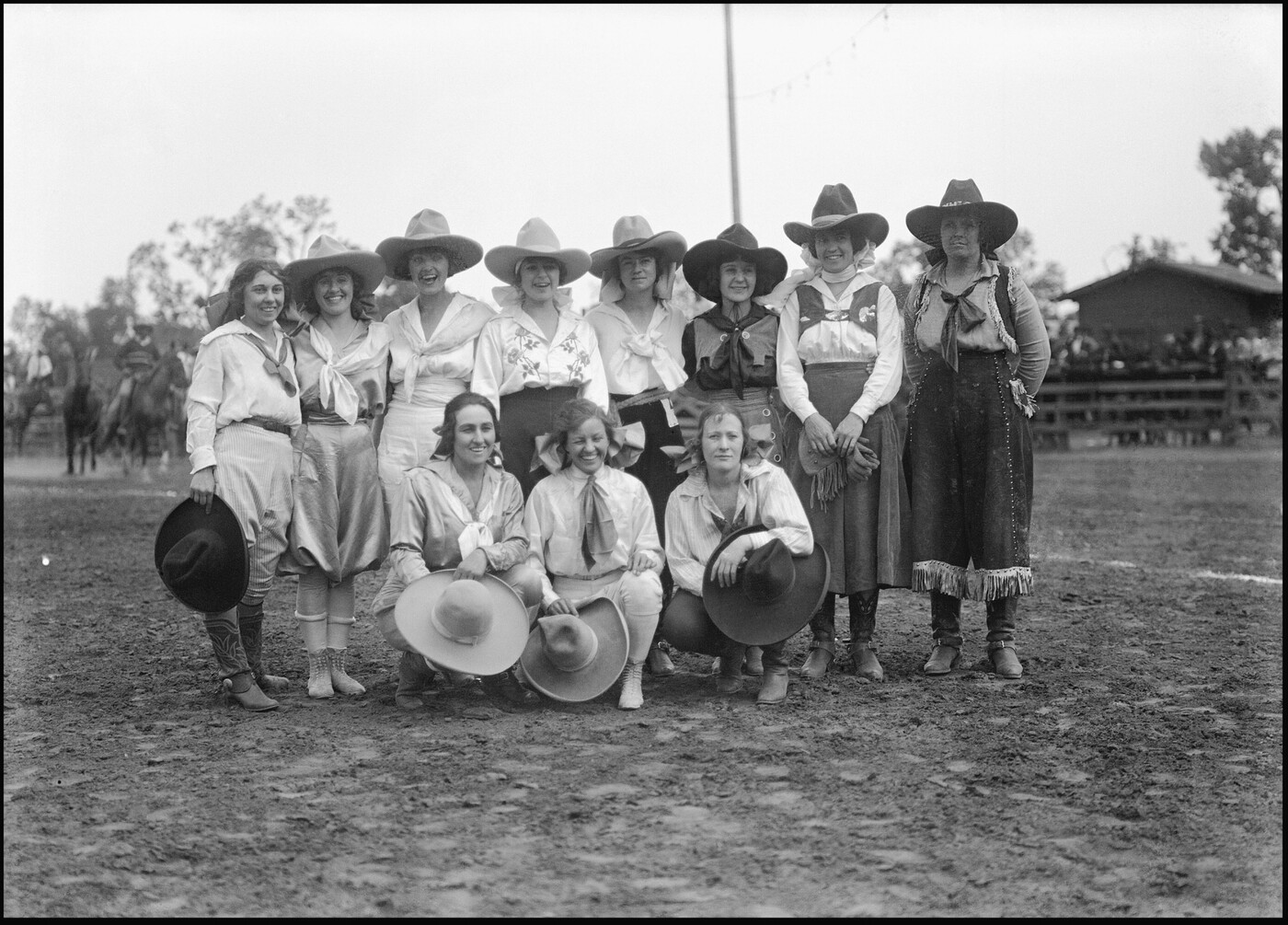 Texas rodeo female performers [standing from left: Florence Hughes ...