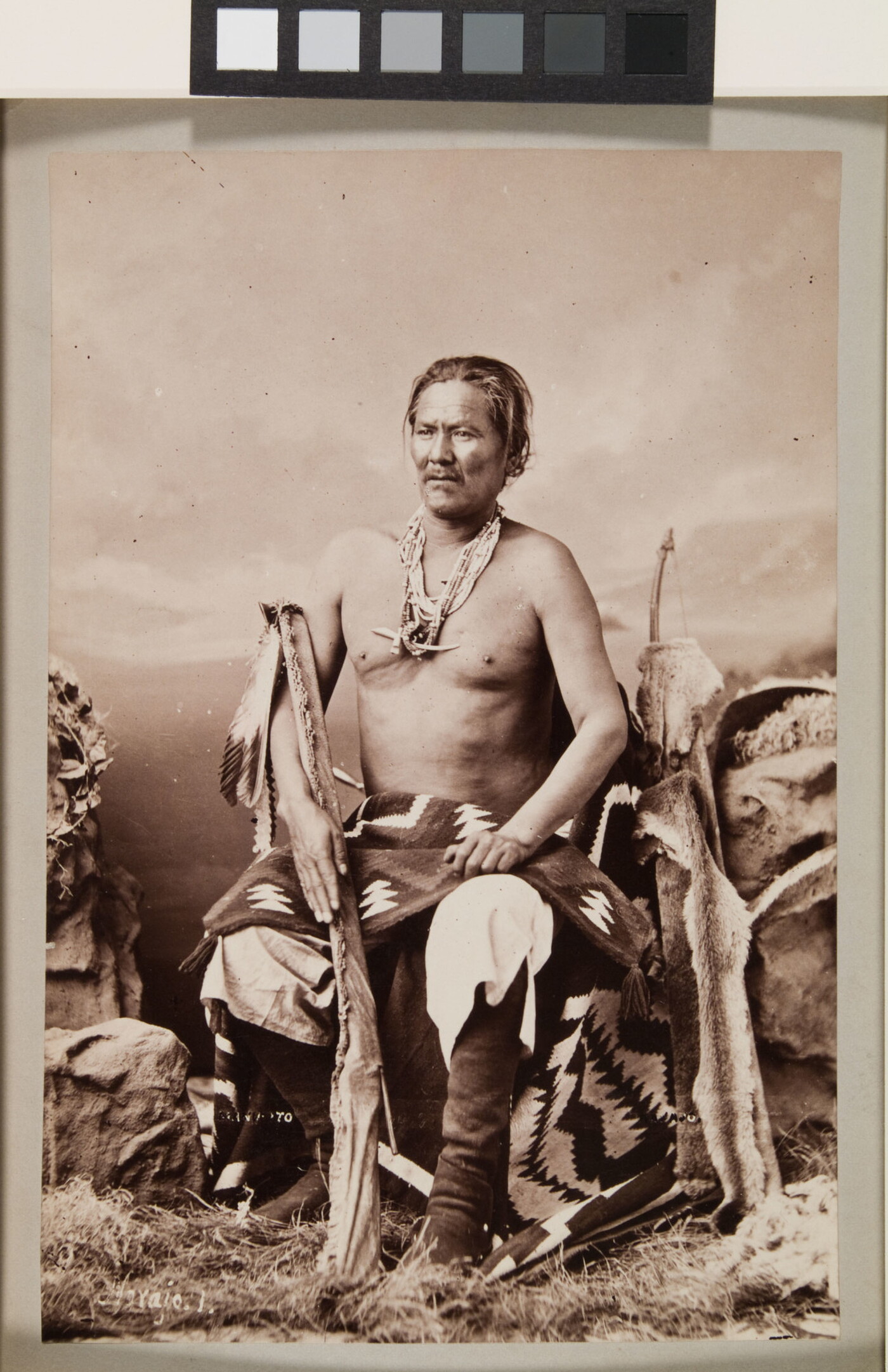 Portrait of Manuelito, War Chief, in Native Dress with Blankets ...