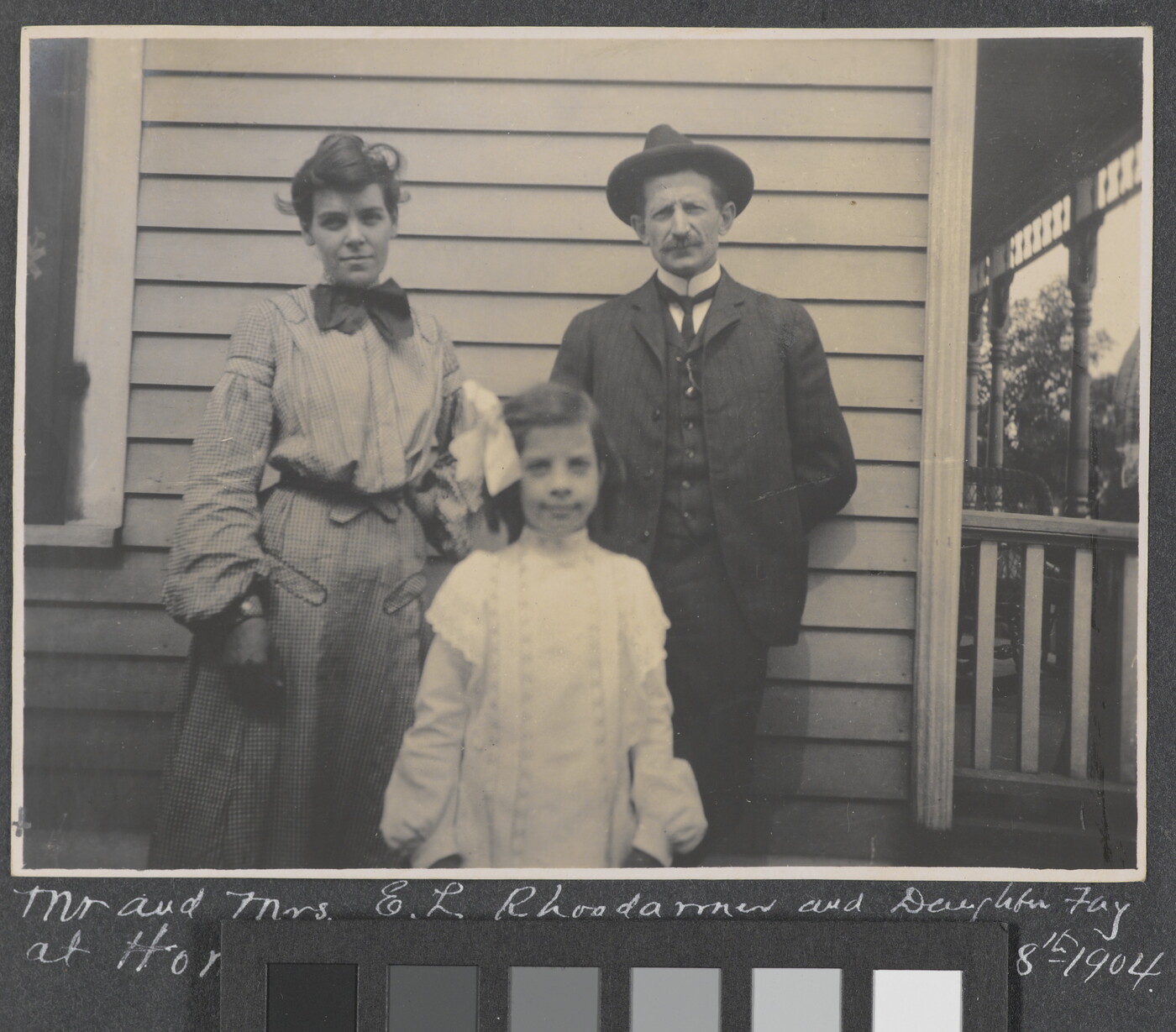 Mr. and Mrs. E.L. Rhoadarmer and Daughter Fay at Home Milan, Illinois ...