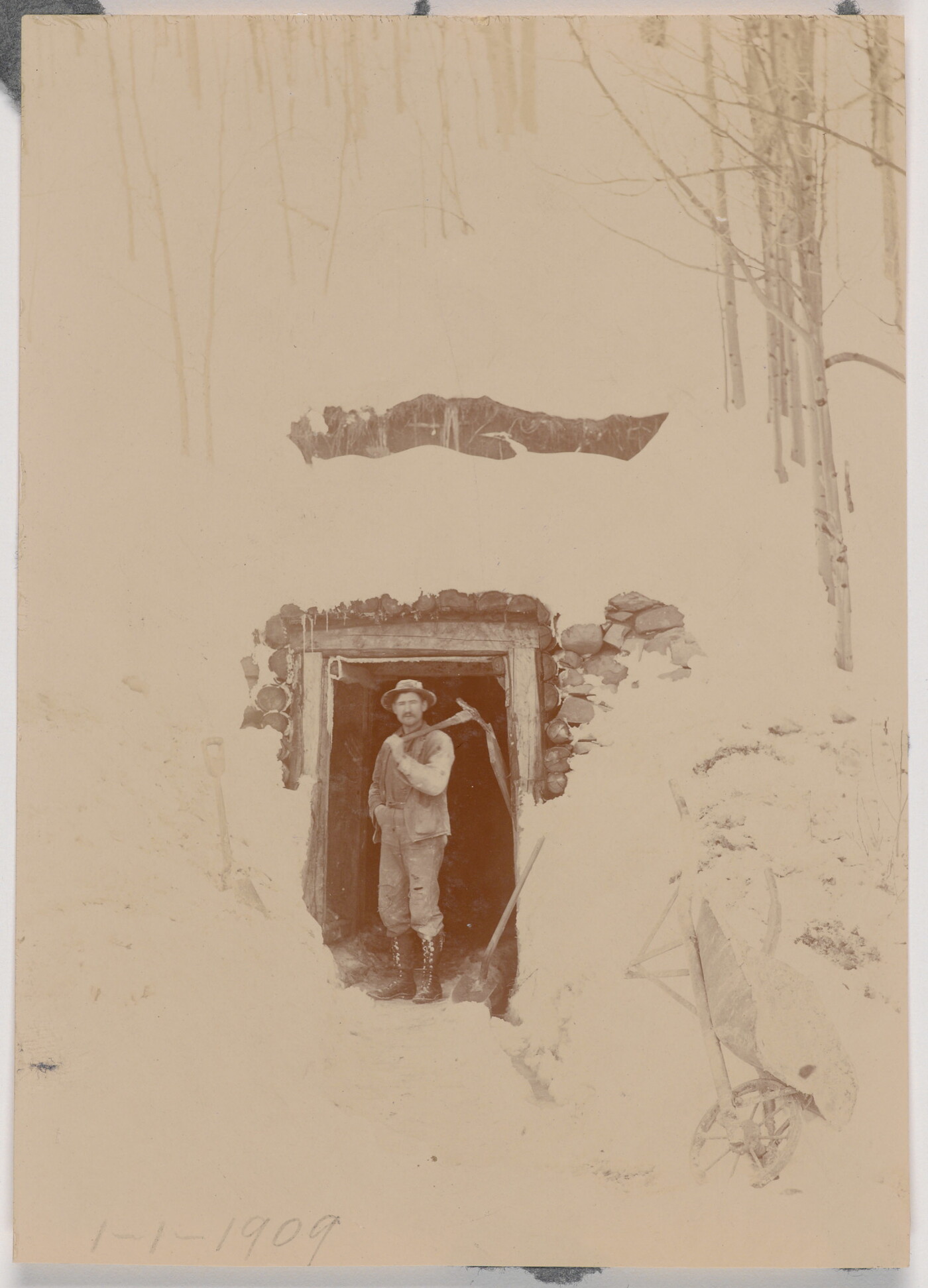 [M.W. Trester in front of mine entrance] | Amon Carter Museum of ...