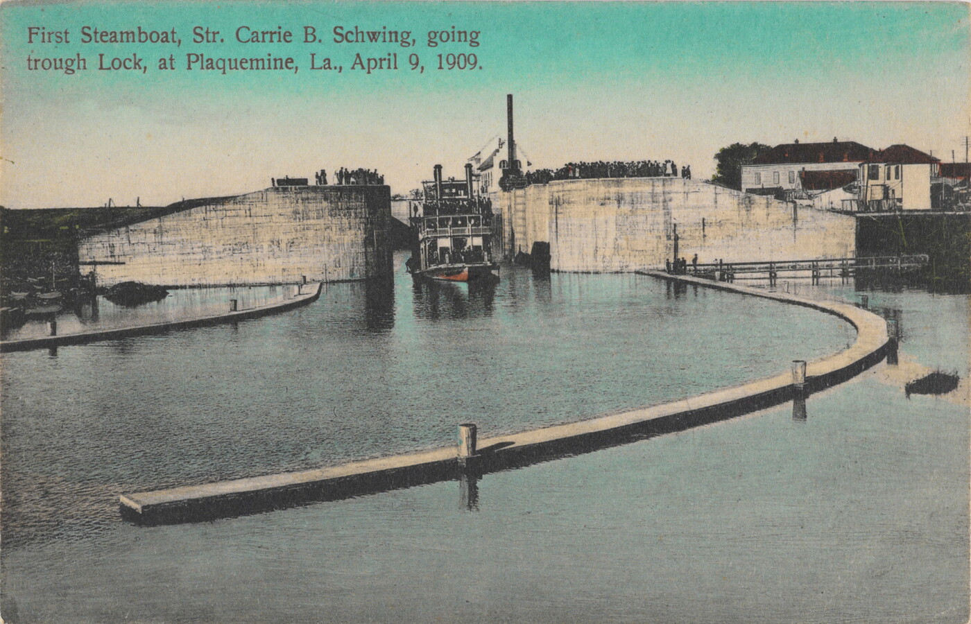 First Steamboat, Str. Carrie B. Schwing, Going Through Lock, at ...