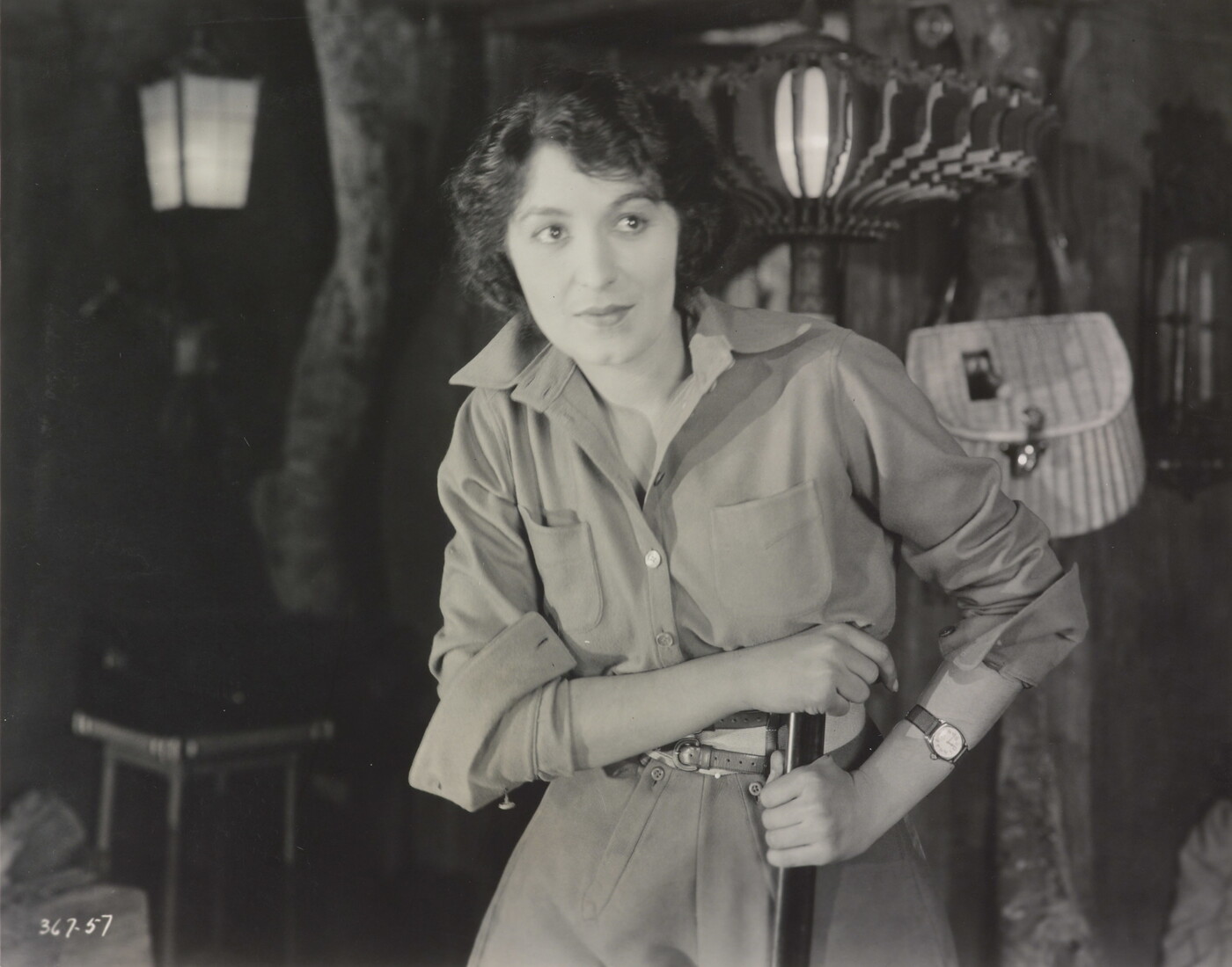 [Portrait of Dorothy Cumming in fishing cabin, "Affairs of Anatol ...