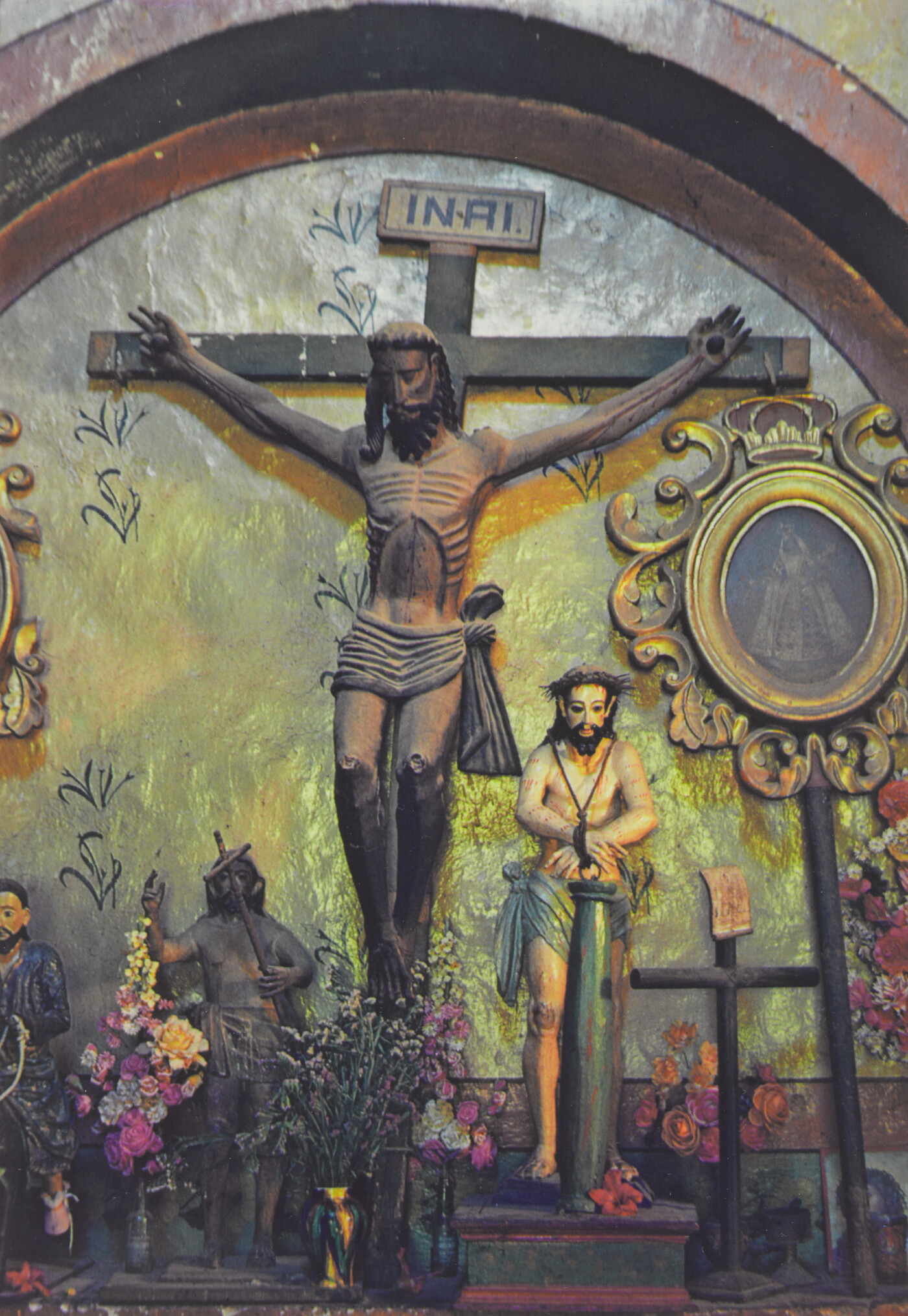 Altar with Crucifix and Christ at the Column, Ixtepec, Oaxaca, Mexico ...