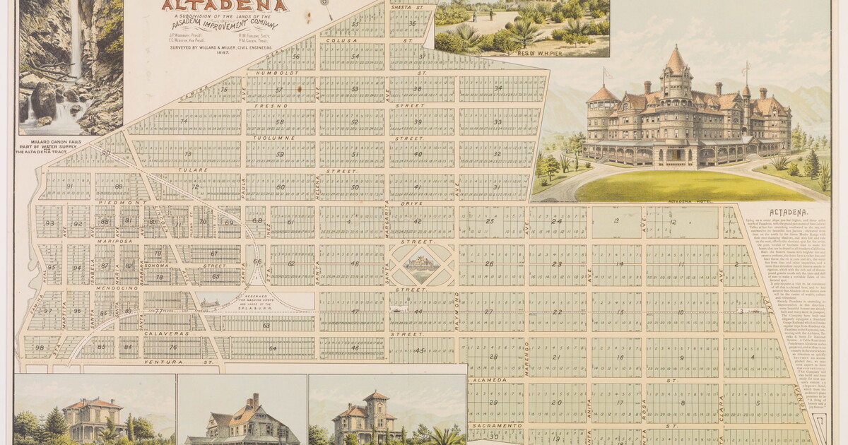Map of Altadena - A Subdivision of the Lands of the Pasadena ...