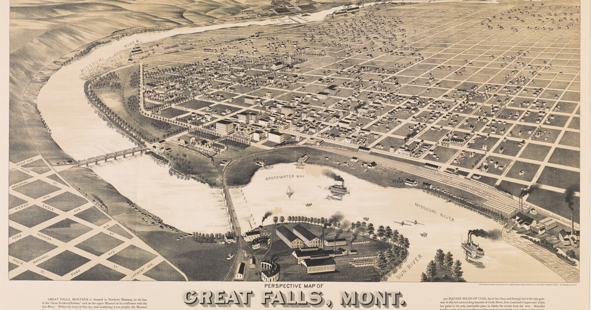 Perspective Map of Great Falls, Mont. 1891. | Amon Carter Museum of ...