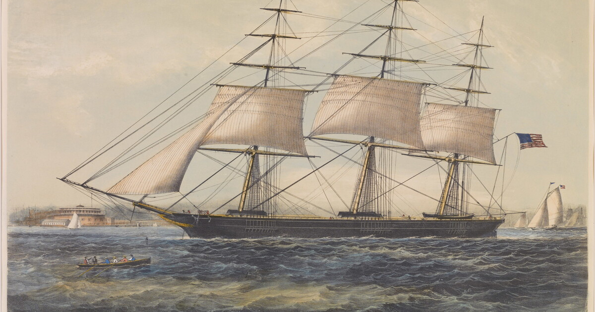 Clipper Ship "Nightingale." Getting Under Weigh off the Battery, New ...