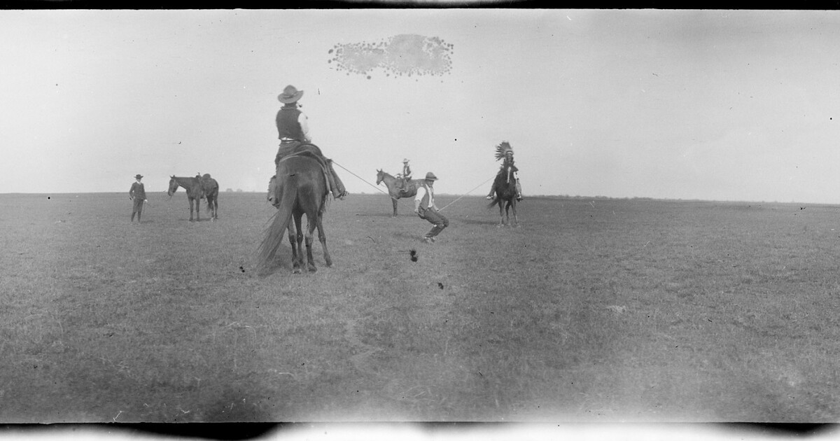 Some Matador cowboys having fun with an Indian (Erwin E. Smith ...