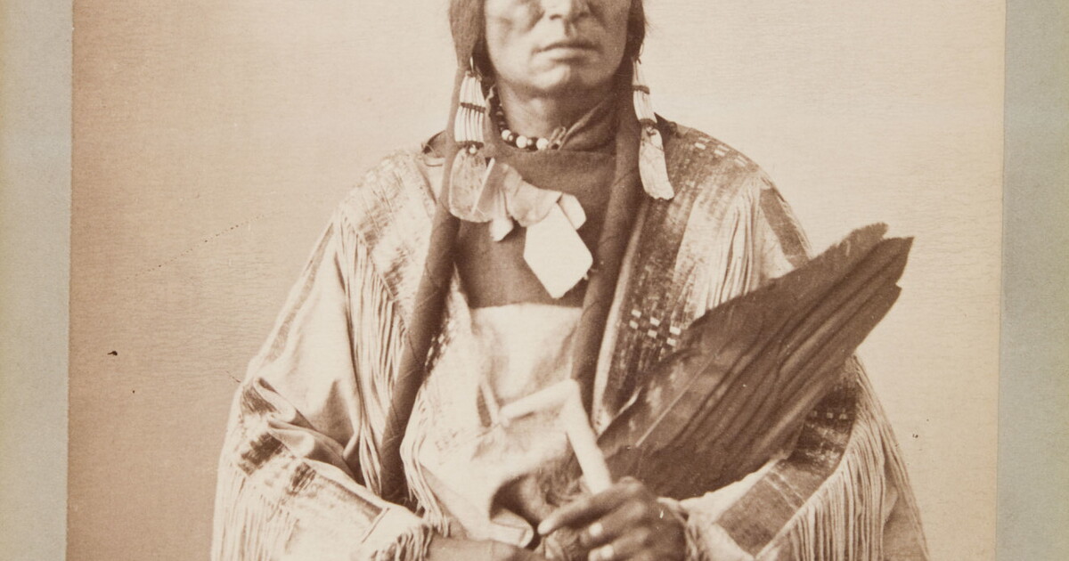 Portrait (Front) of Hatona or He-Otal (Many Horns) in Native Dress with ...