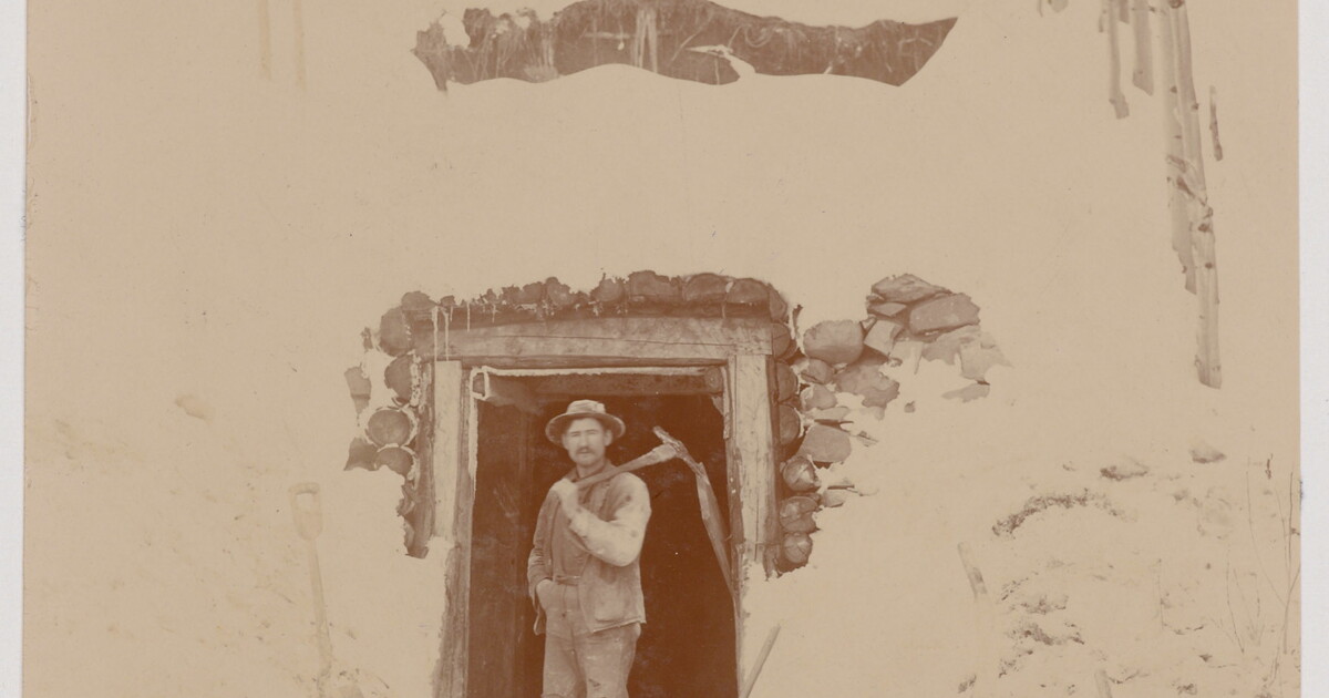 [M.W. Trester in front of mine entrance] | Amon Carter Museum of ...