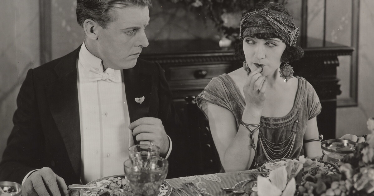 [Forrest Stanley with woman, formal dinner scene, "Forbidden Fruit ...