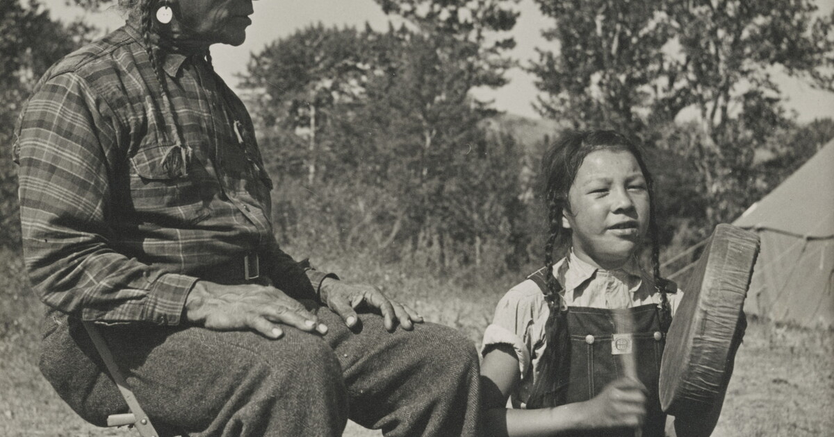 Mr. Yellow Kidney Supervises Grandson Buster, Blackfeet, Two Medicine ...