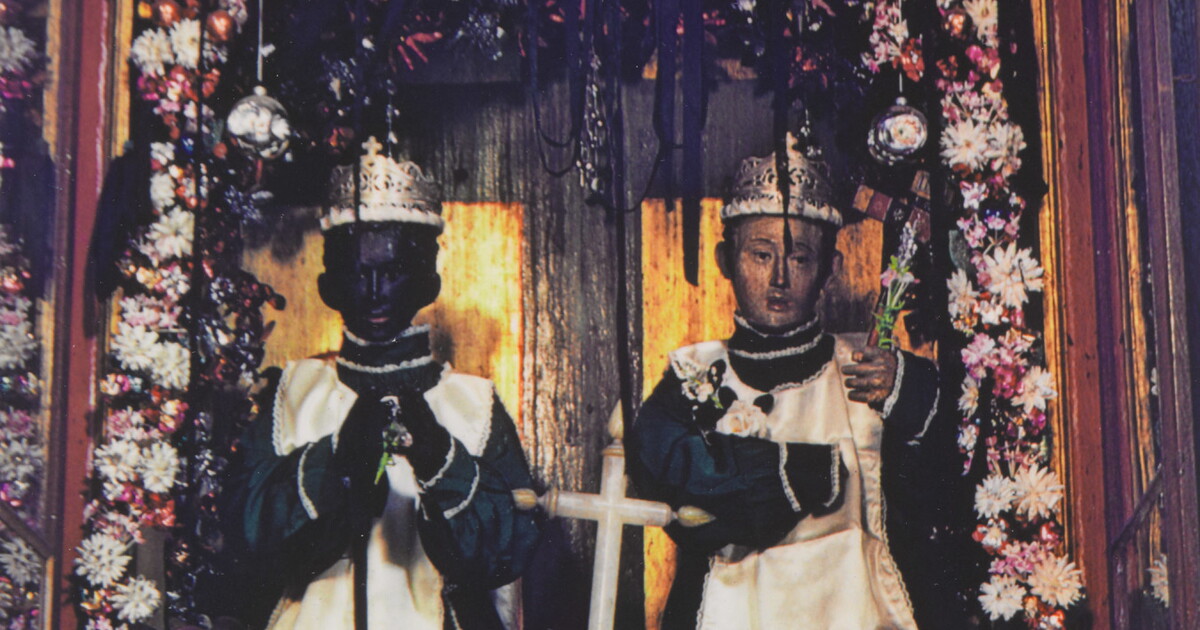 Dark-skinned and Light-skinned Images of Saint in Altar Niche, Ixtepec ...