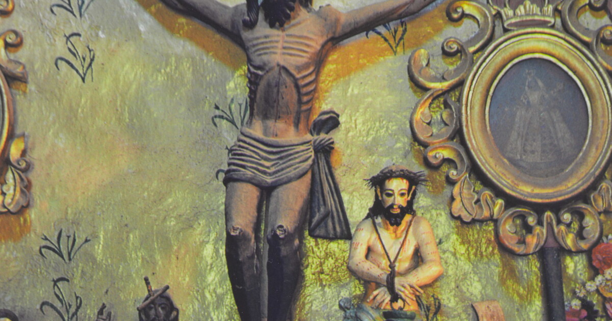 Altar with Crucifix and Christ at the Column, Ixtepec, Oaxaca, Mexico ...