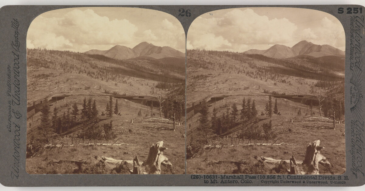 Marshall Pass (10,856 ft.), Continental Divide, S.E. to Mt. Antero ...